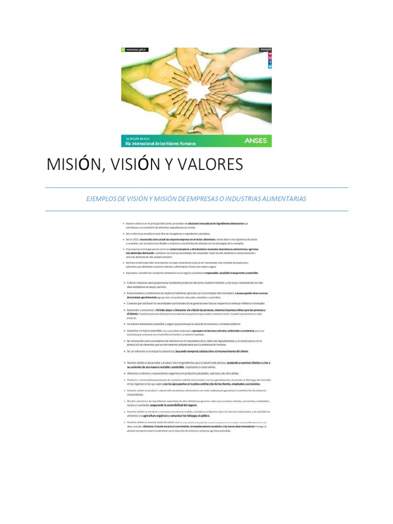 Misión, Visión y Valores | PDF