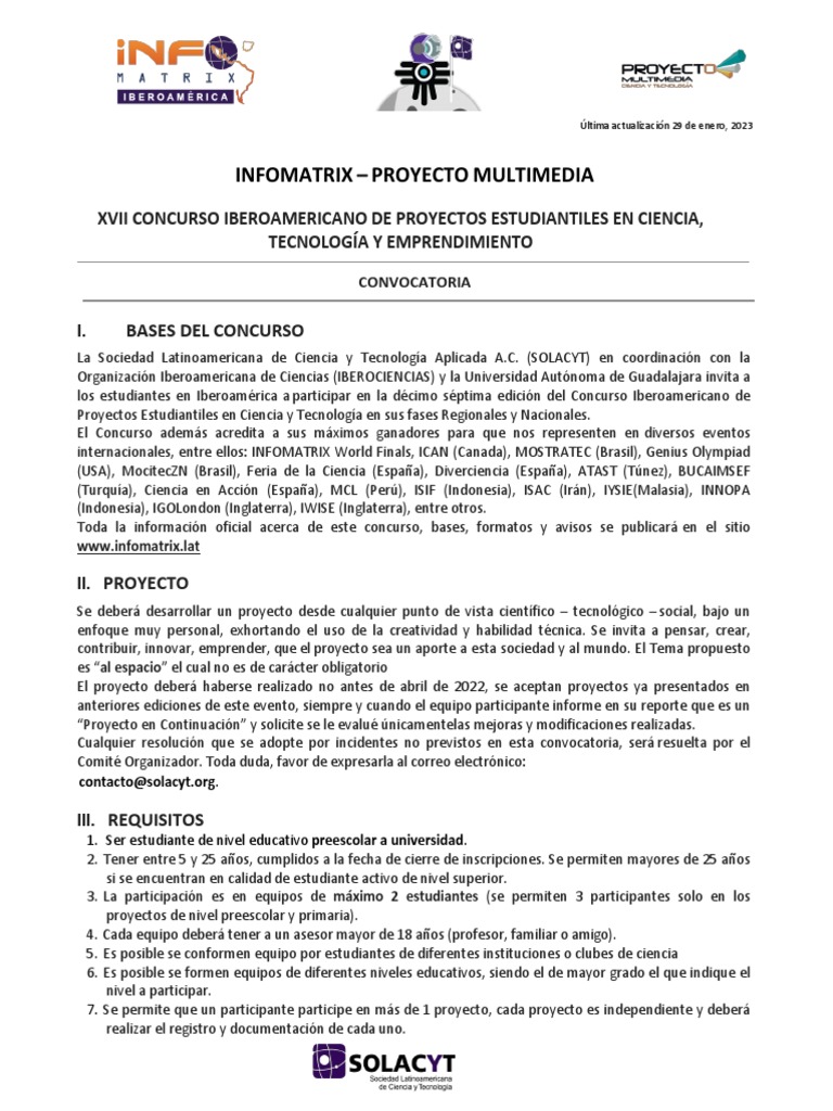 Conv XVII Infomatrix | PDF | Animación | Science