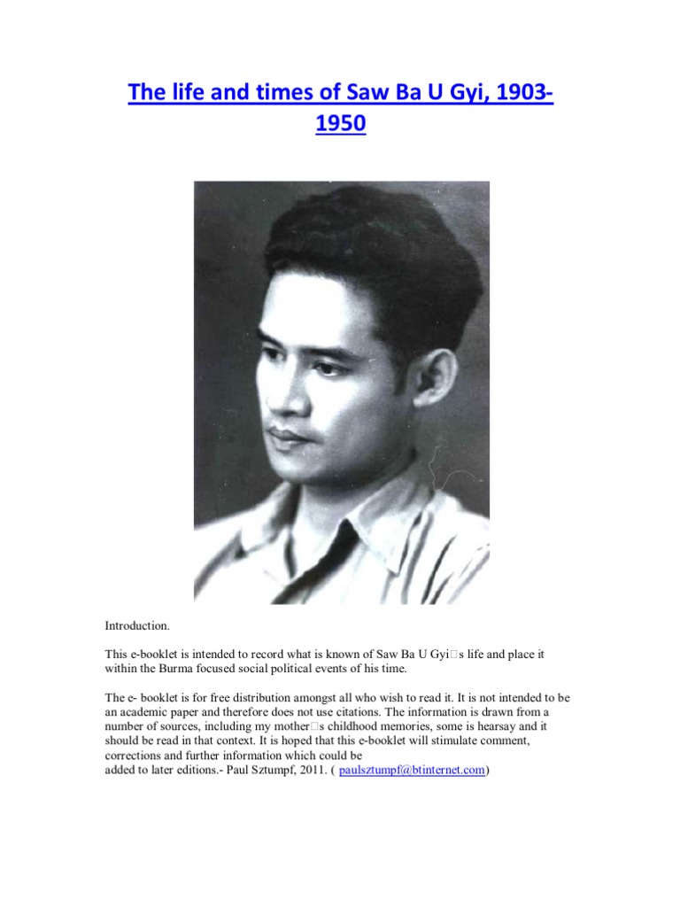 The Life and Times of Saw Ba U Gyi | Myanmar | Império do Japão