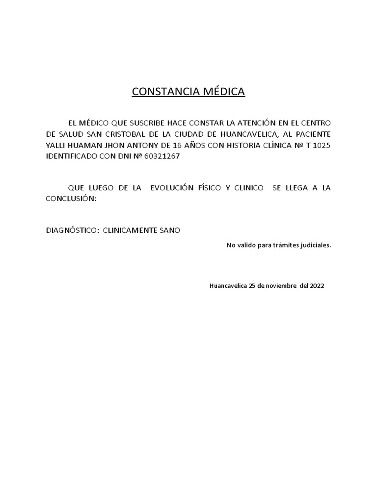 Modelo De Ficha Medicamodelo De Constancia Medica