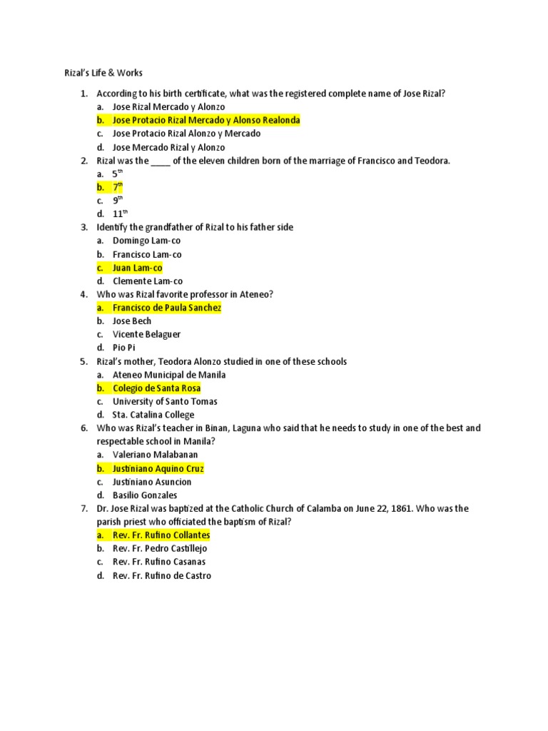 Rizal Life Works Let Reviewers | PDF | Philippines