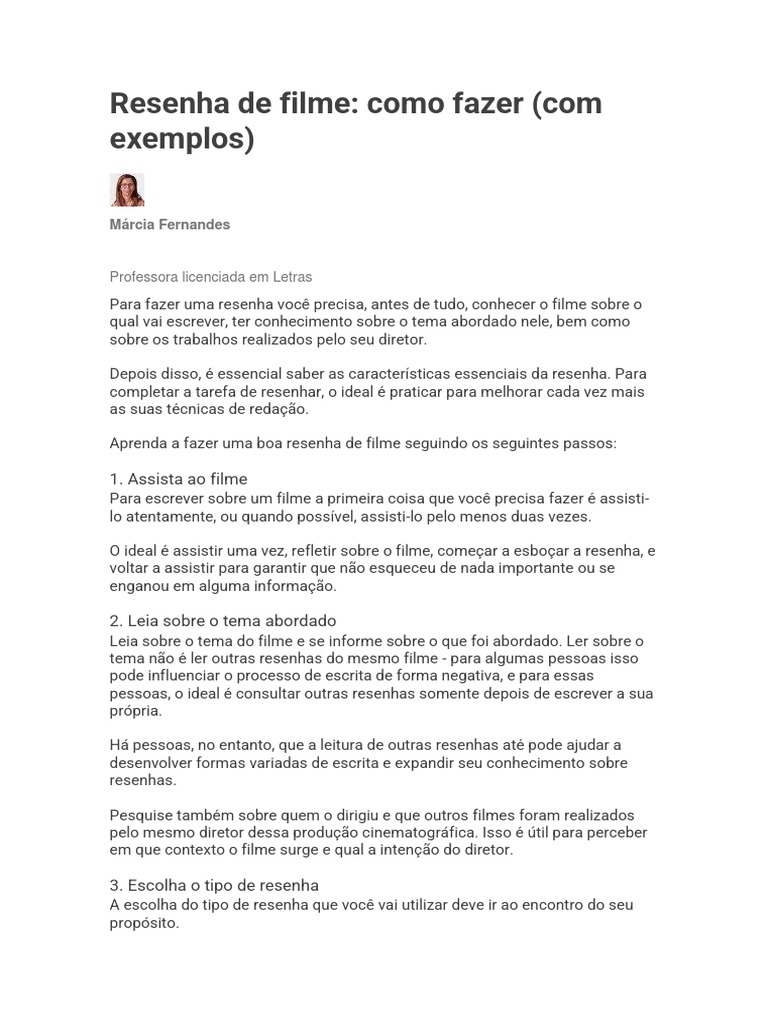 Resenha de Filmes Como Fazer | PDF | Conhecimento | Crítica