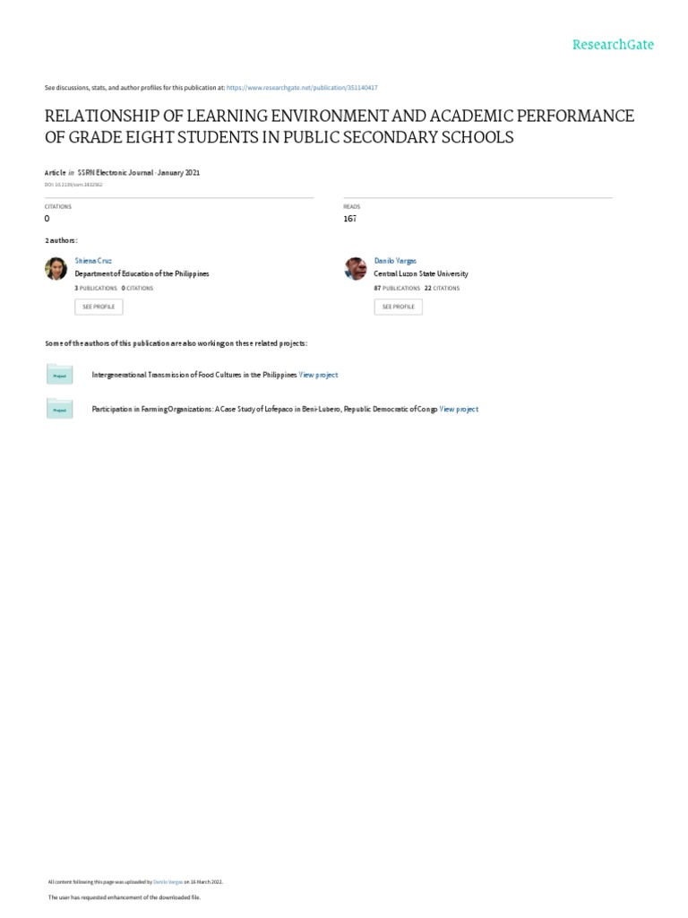 Learning Environment & Academic Performance | PDF | Learning | Teachers