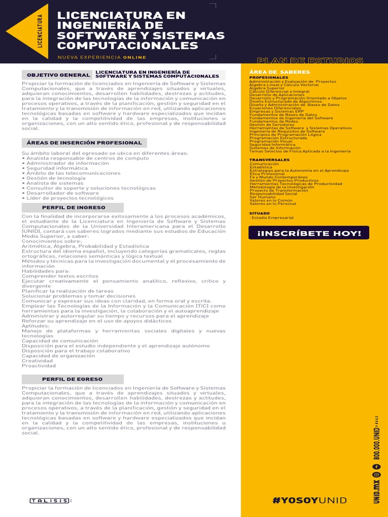 Licenciatura en Ingenieria de Software y Sistemas Computacionales | PDF | Software | Ingeniería ...