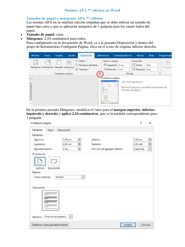 APA 7 Papel Márgenes Alineación Sangría Fuentes Encabezado y Número de ...