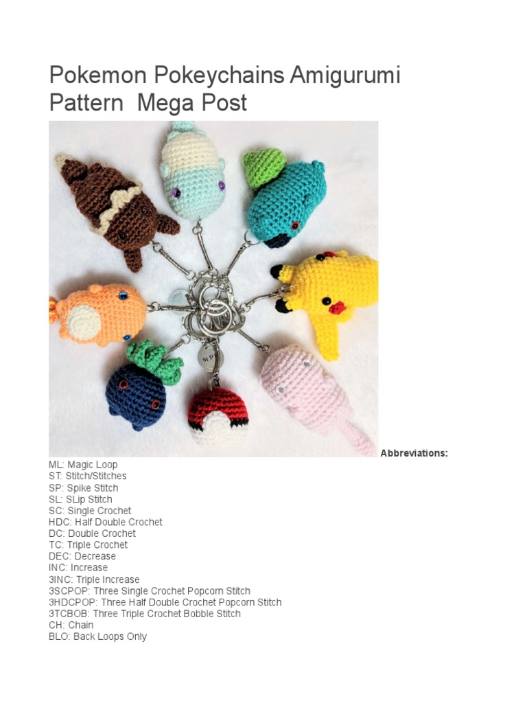 Llaveros Pokemon | PDF | Crochet | Woven Fabrics