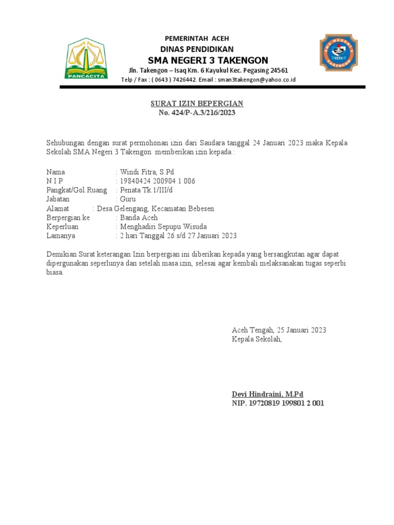 Surat Izin Berpergian | PDF