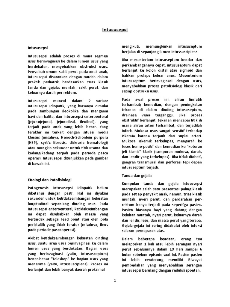 Intususepsi | PDF | Kesehatan Holistik | Sains & Matematika