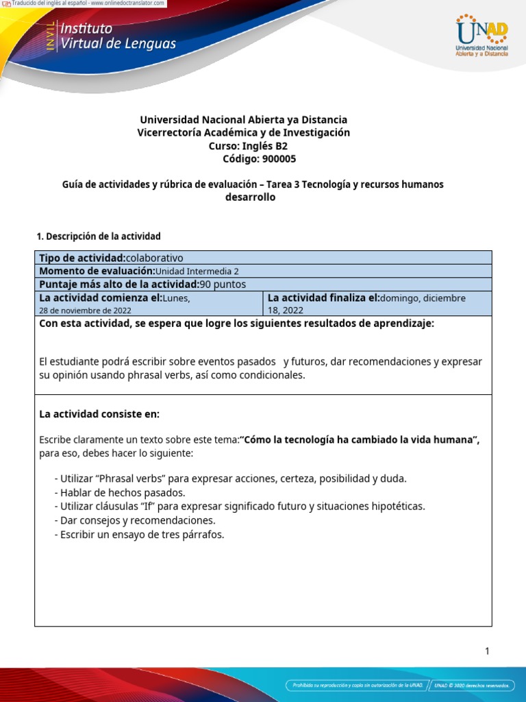 Activity Guide And Evaluation Rubric Unit 2 Task 3 Technology And Human Development En