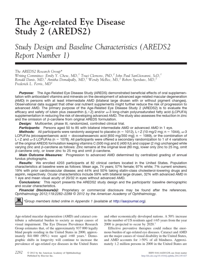 The Age-Related Eye Disease Study 2 (AREDS2) (Ophthalmology, Vol. 119 ...