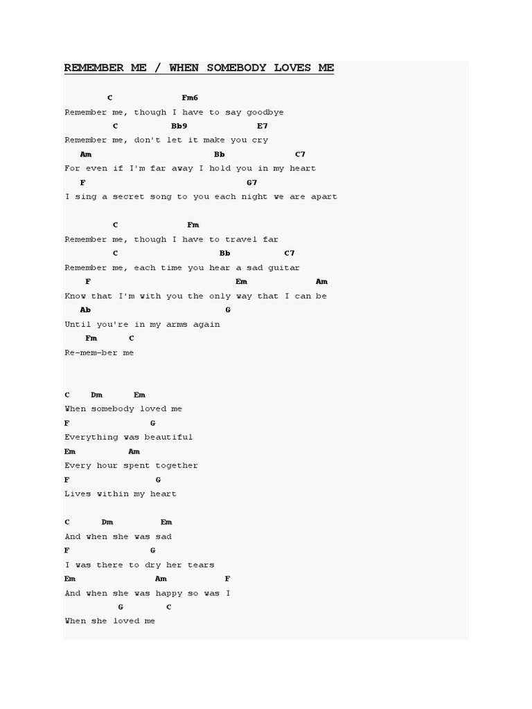 REMEMBER ME WHEN SHE LOVED ME Chords | PDF