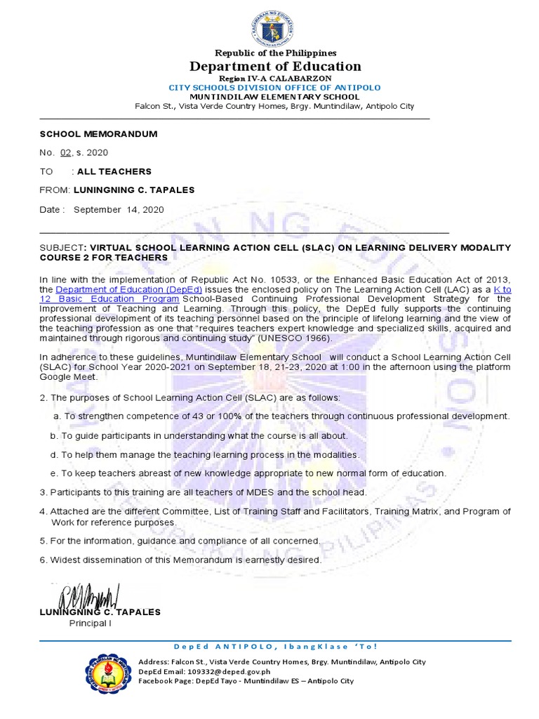 SLAC SESSION On LDM COURSE 2 For Teqchers | PDF | Teachers | Learning