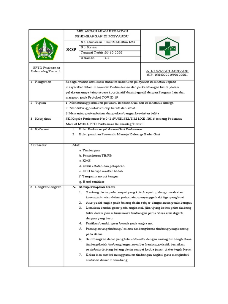 Sop Program Gizi | PDF