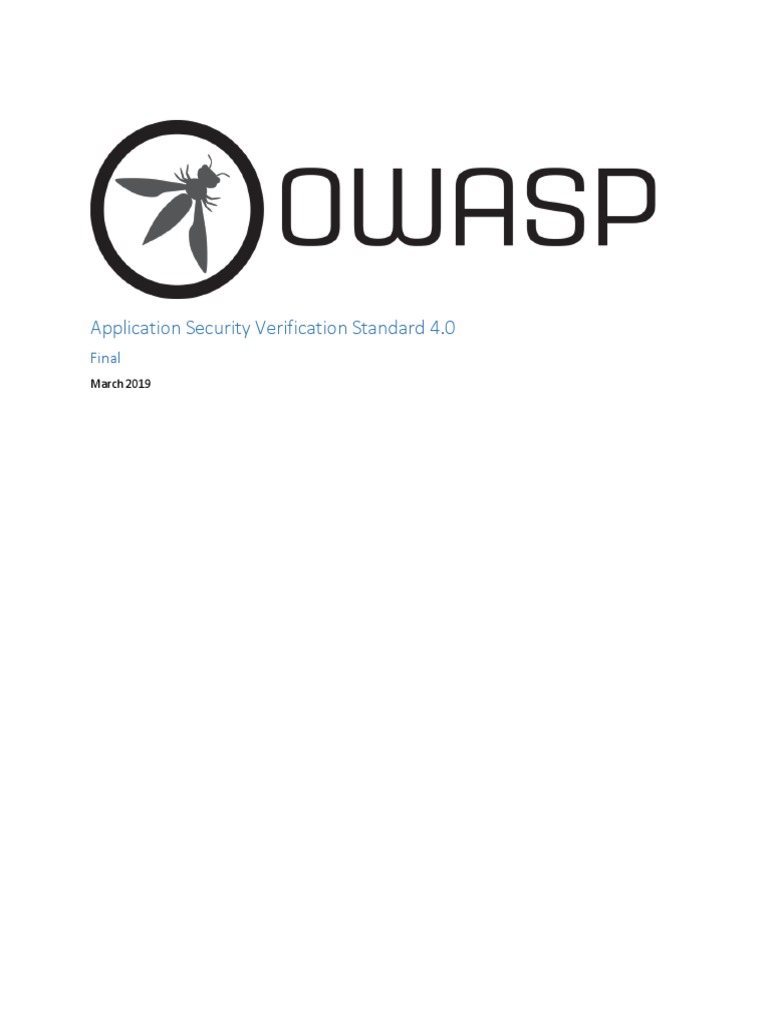 OWASP Application Security Verification Standard 4.0-Vn-V1 | PDF ...