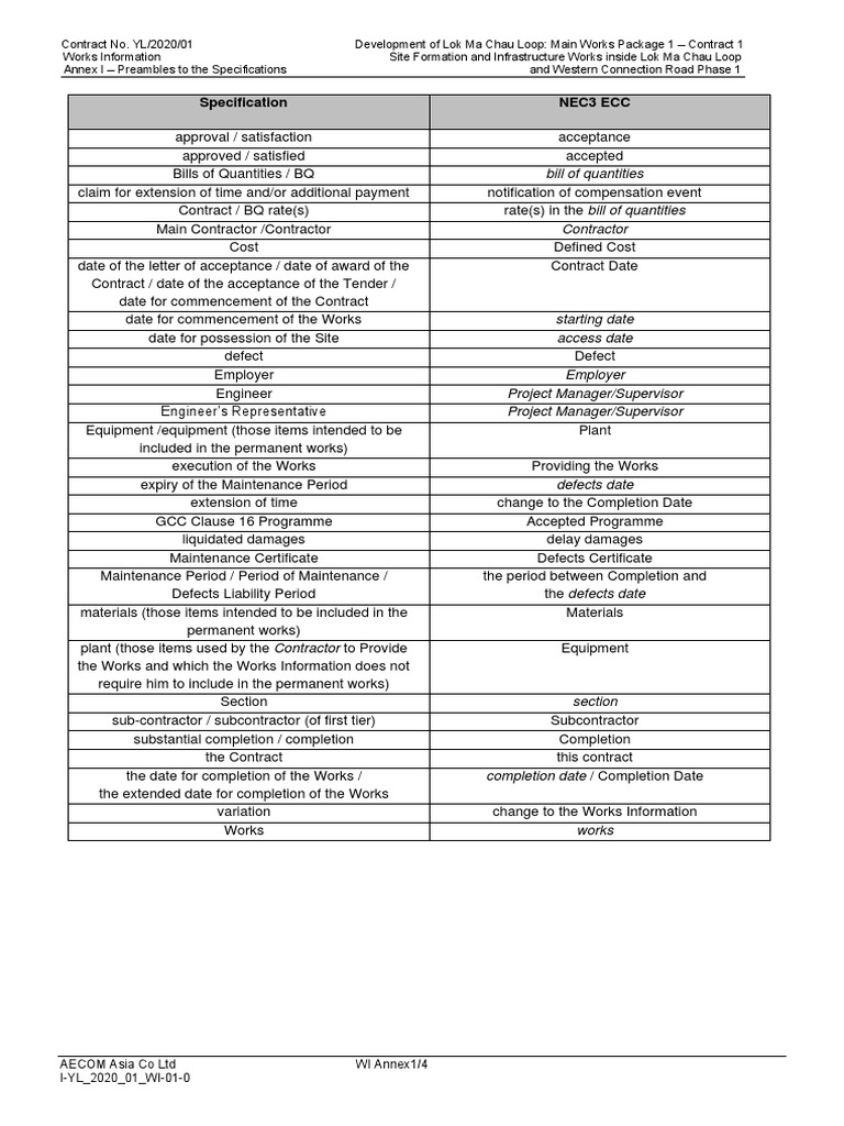 GCC Vs Nec3 Ecc Terms | PDF | Common Law | Business Law
