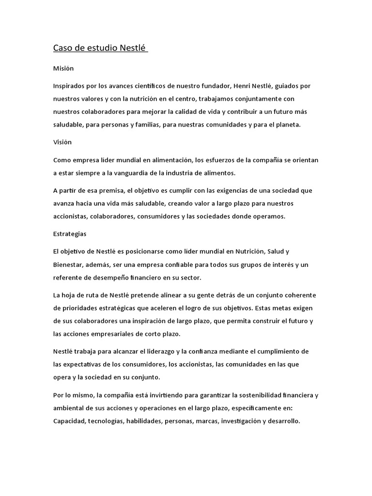 Caso de Estudio Nestlé | PDF