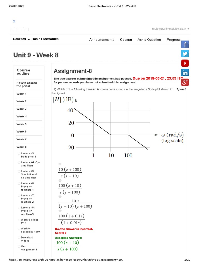Noc18-Ee10 Week 08 Assignment 01 | PDF | Electronics | Electromagnetism
