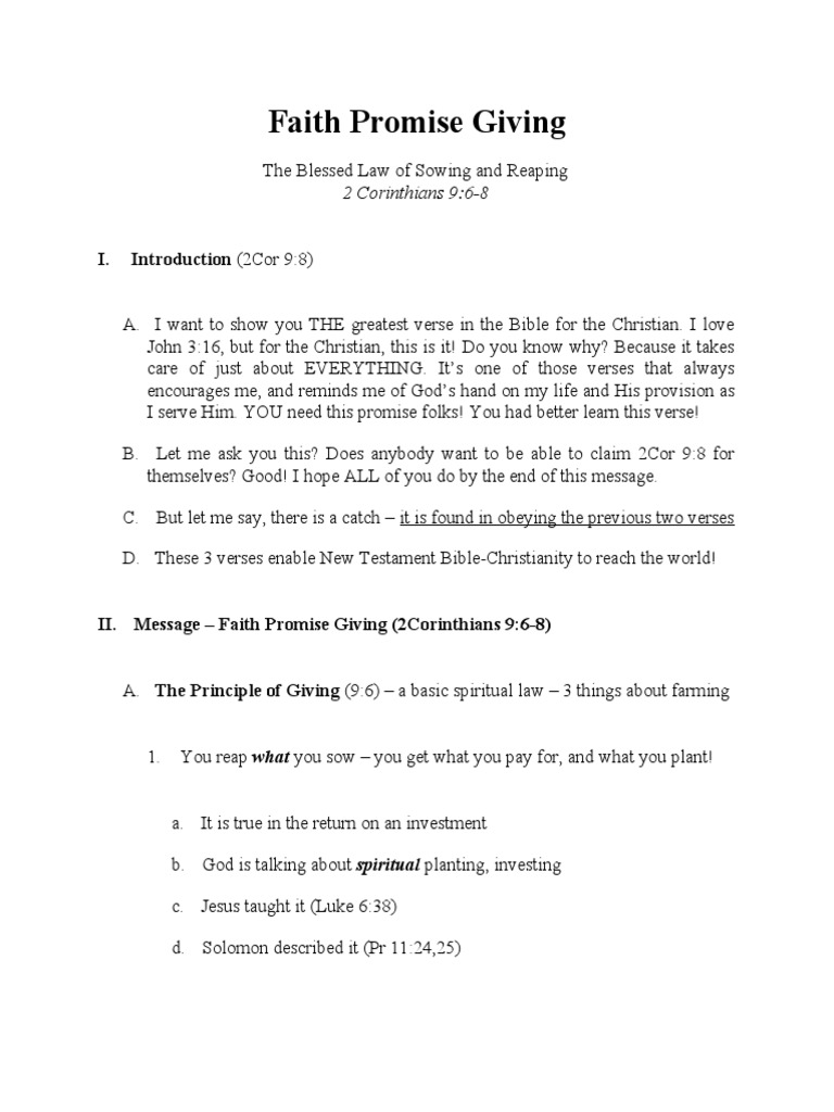 Faith Promise Giving | PDF | Religious Belief And Doctrine