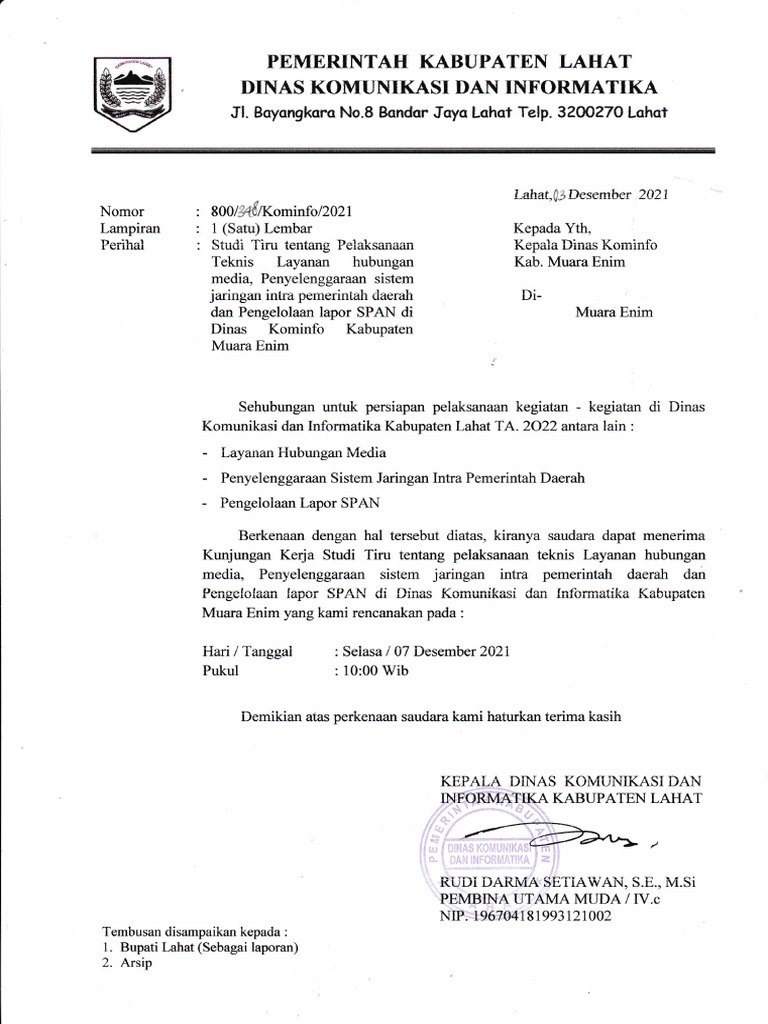 Surat Studi Tiru Kominfo Lahat | PDF Surat Studi Tiru Kominfo Lahat | PDF