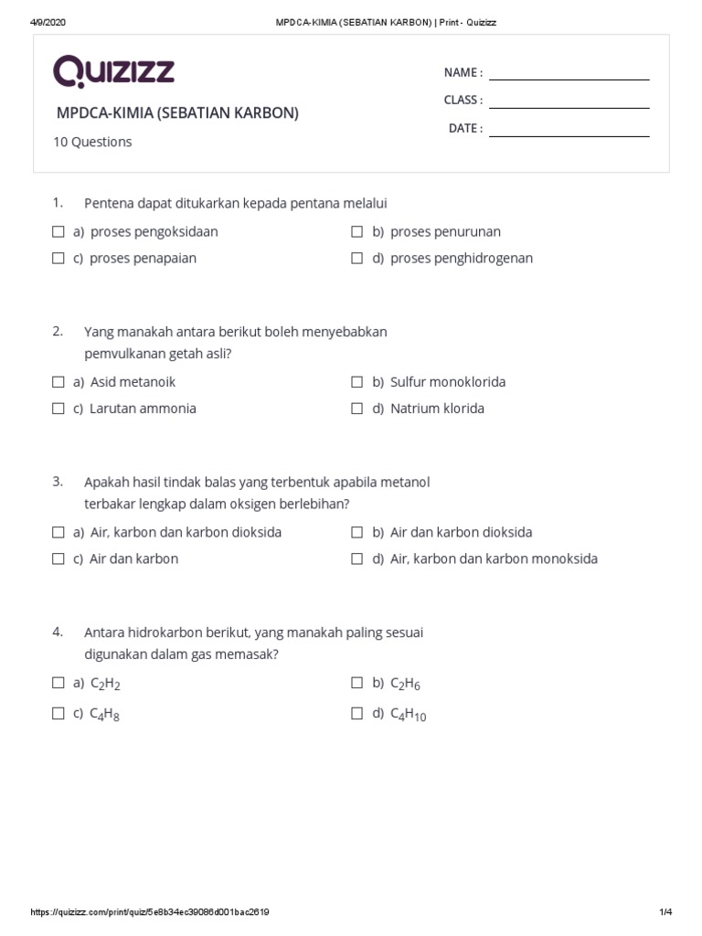 Mpdca-Kimia (t5 Bab 2 Sebatian Karbon) | PDF