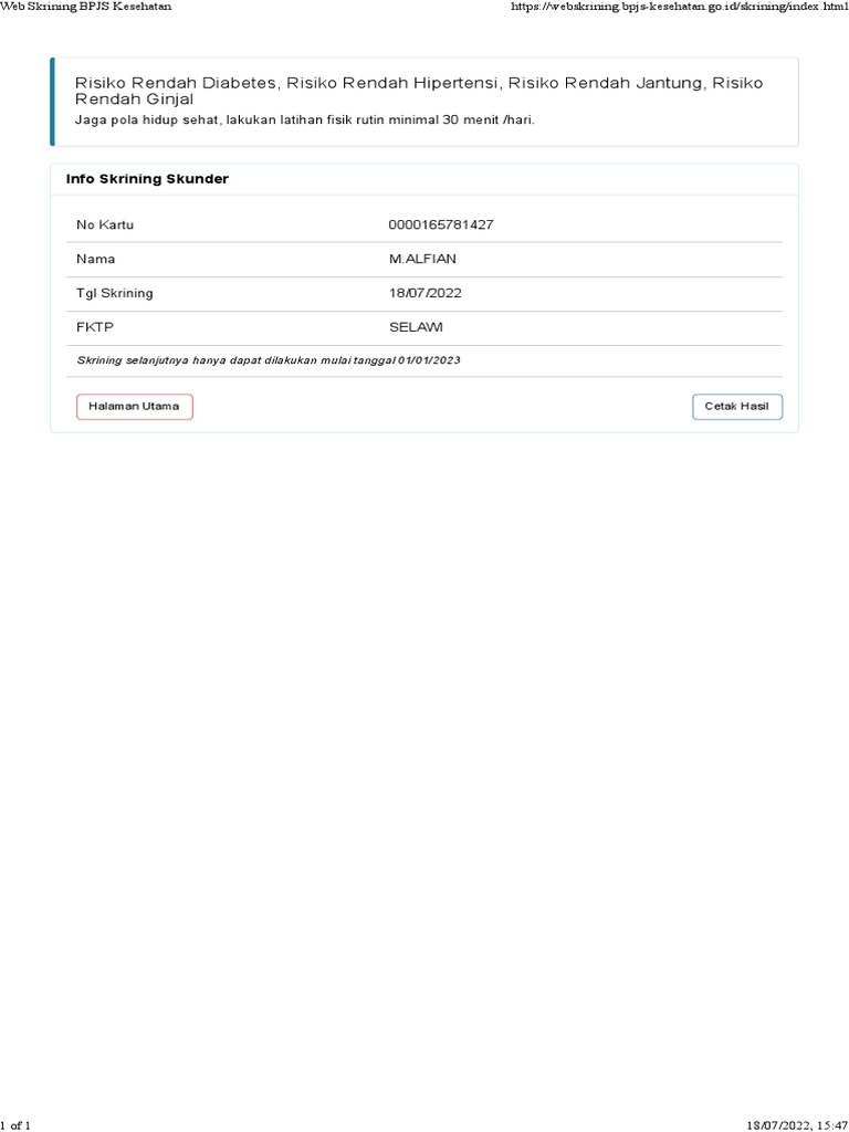 Web Skrining BPJS Kesehatan | PDF