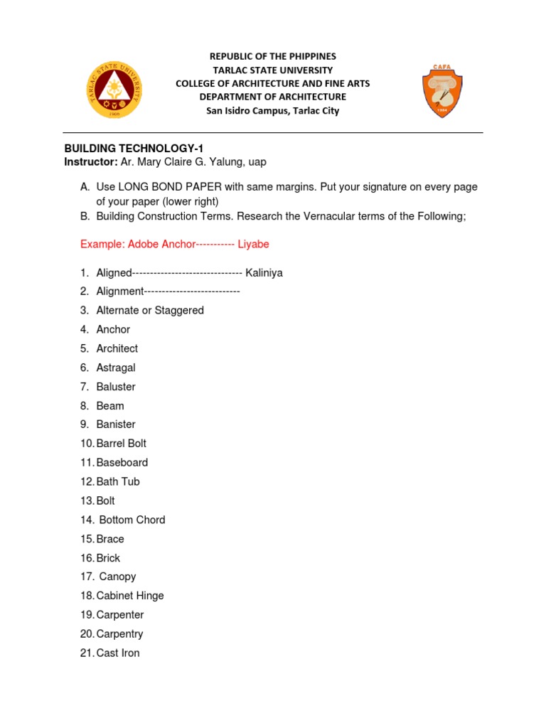BT 1 - Building Construction Terms | PDF | Door | Truss