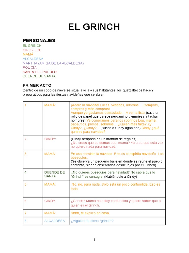 El Grinch Guión | PDF | Navidad