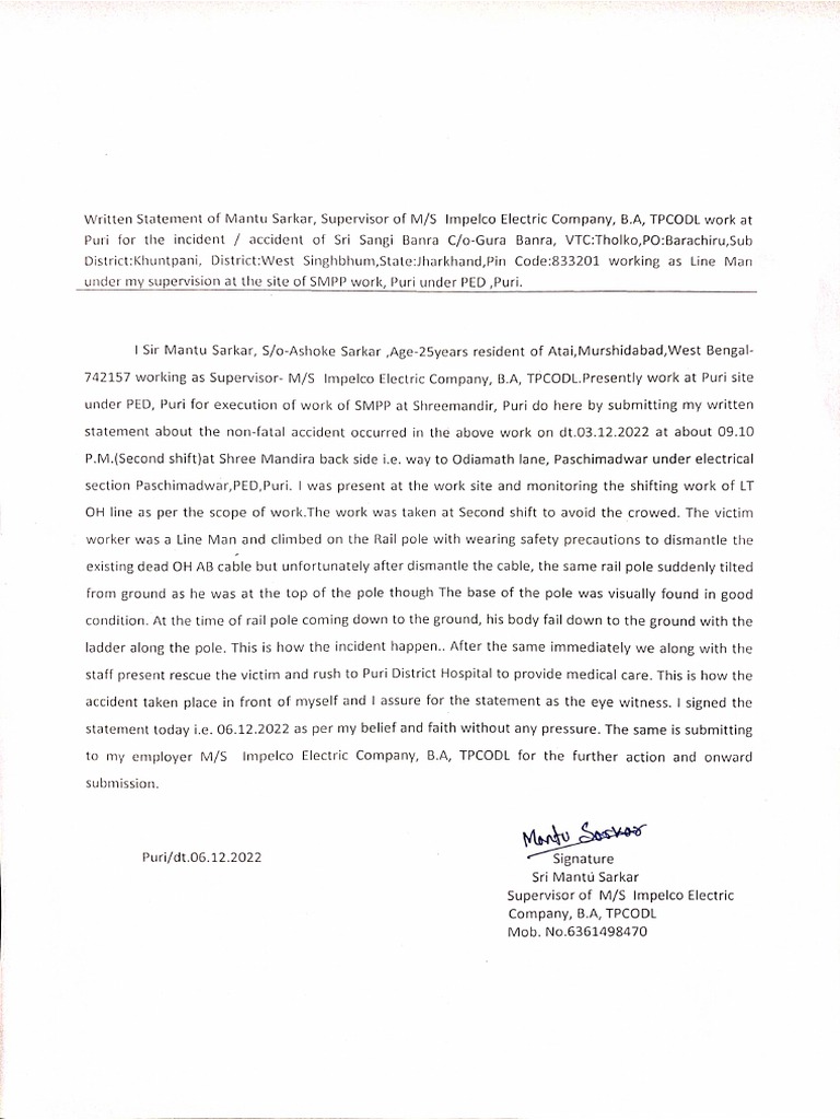 Supervisor Statement | PDF