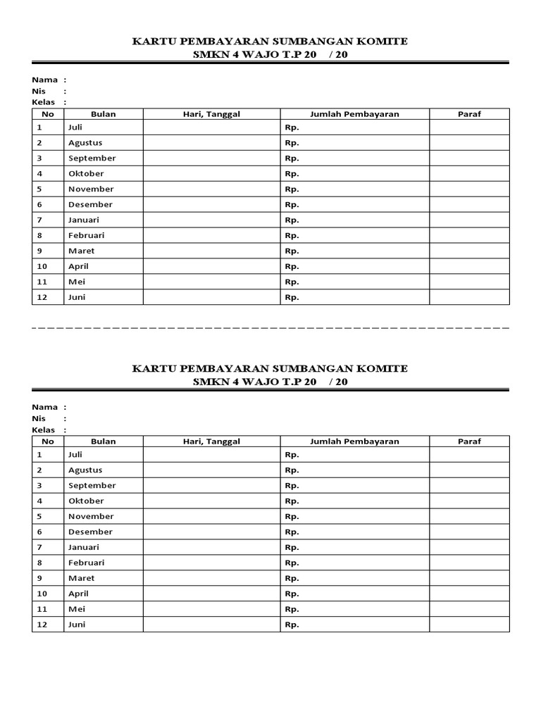Pembayaran Komite | PDF