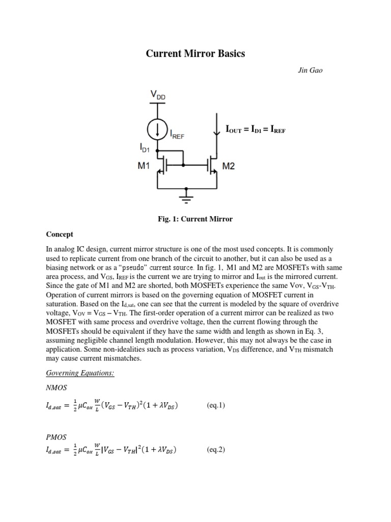 Current Mirror Basics | PDF | Mosfet | Field Effect Transistor