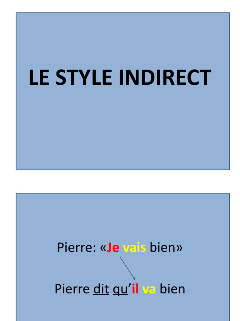 Le Style Indirect | PDF | Verbe | Mécanique du langage