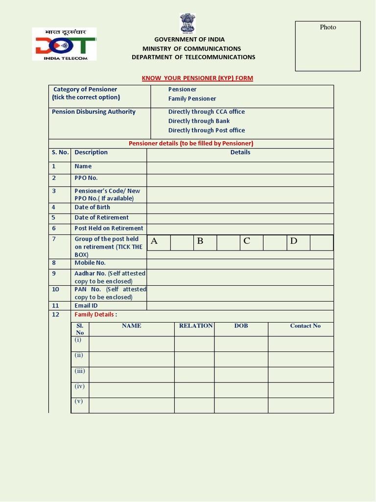 KYP Form for Pensioners Registration | PDF | Communication | Computing