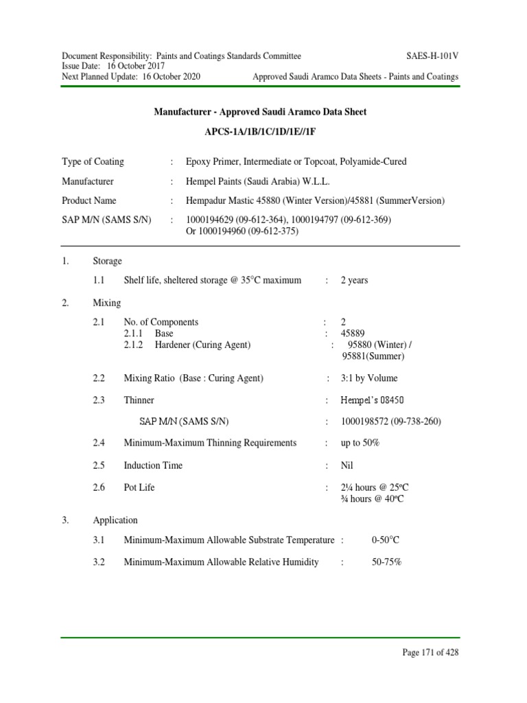 Manufacturer - Approved Saudi Aramco Data Sheet APCS-1A/1B/1C/1D/1E//1F | PDF | Paint | Applied ...