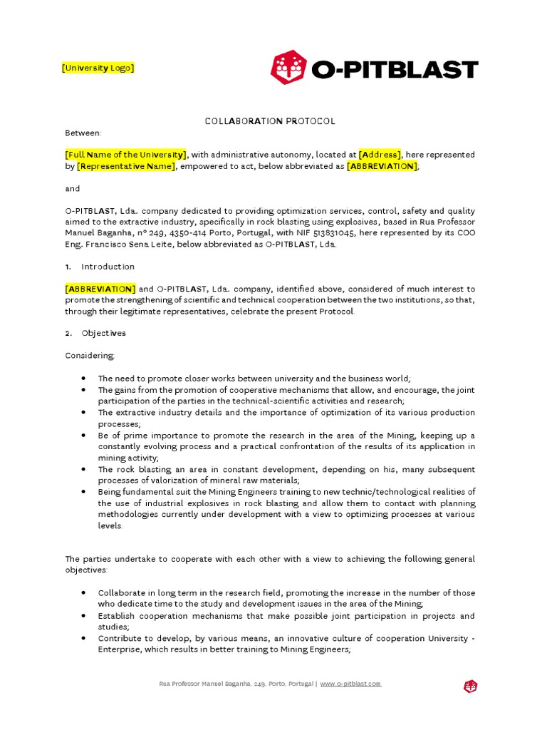 (EN) MODEL - Collaboration Protocol - O-Pitblast | PDF | Thesis | Mining