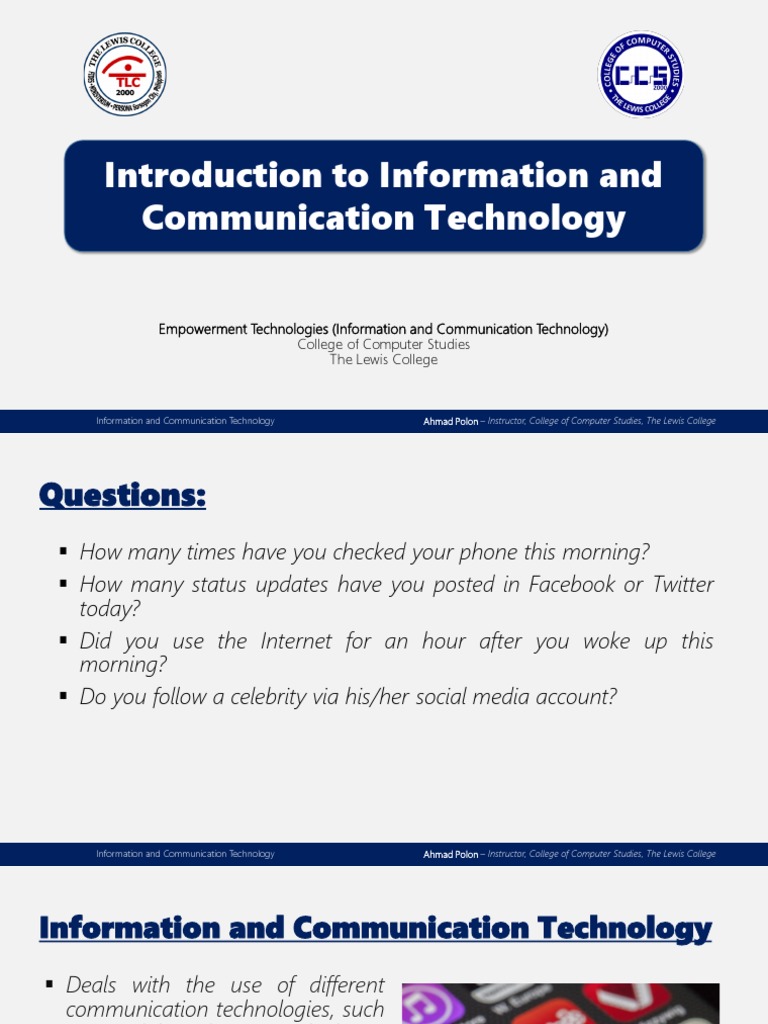 ICT Introduction | PDF | Information And Communications Technology ...