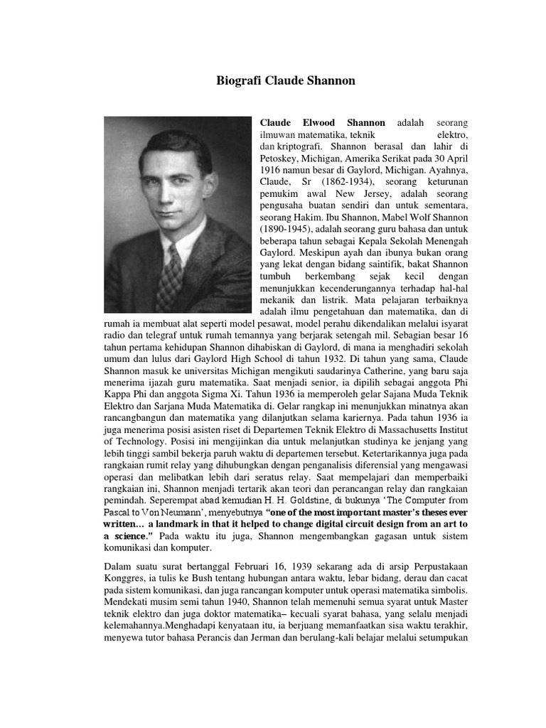 Biografi Claude Shannon | PDF