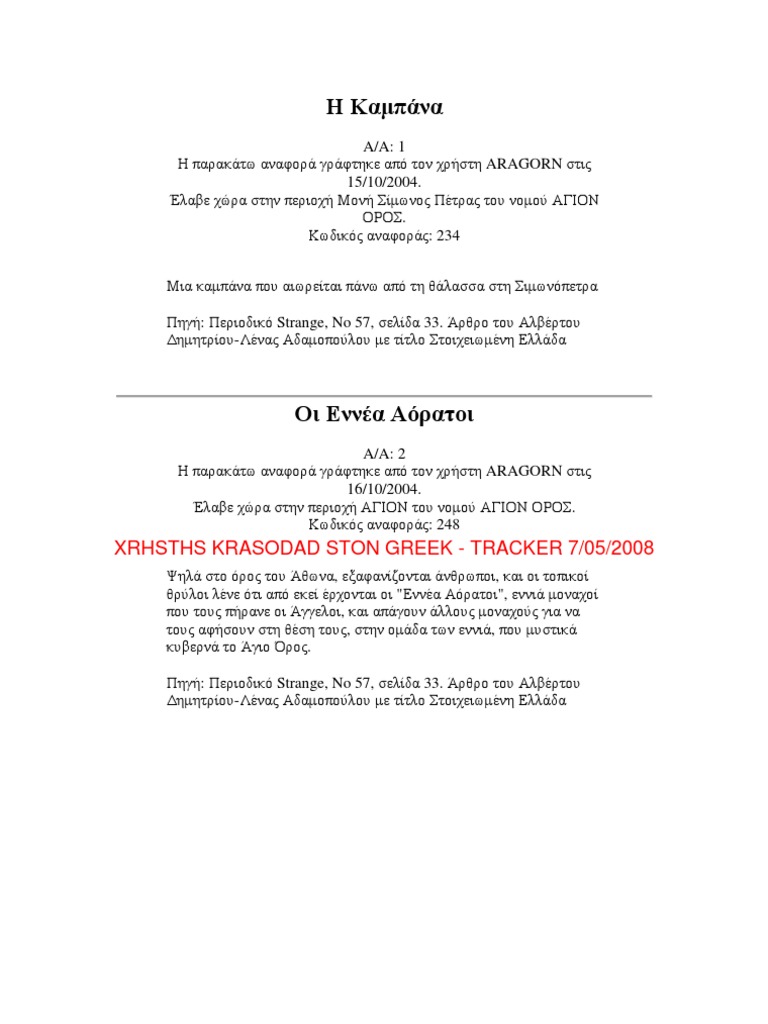 Παραφυσικες Ιστοριες | PDF