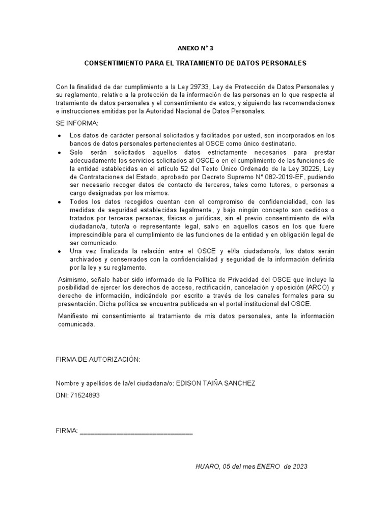 Anexo 3 Certificado Ceace | PDF | Privacidad de la información | Gobierno