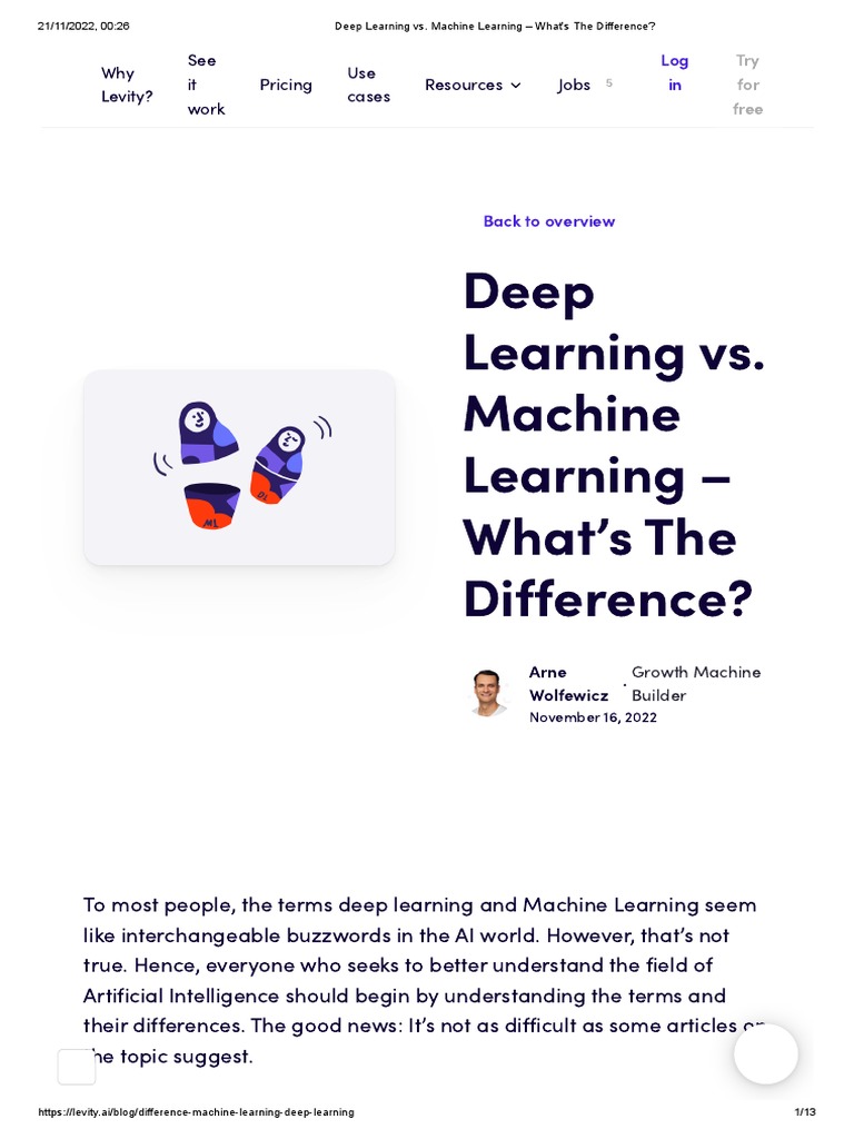 Deep Learning vs. Machine Learning - What's The Difference | PDF | Deep ...
