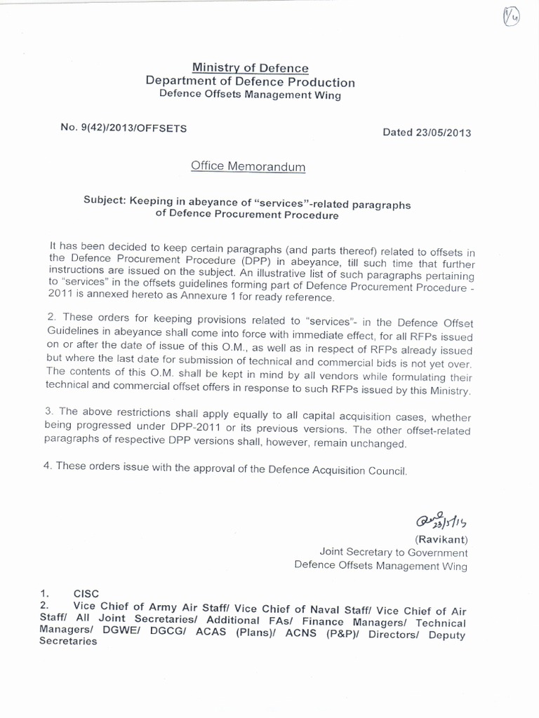 Abeyance of SERVICES - Offset Clause | PDF