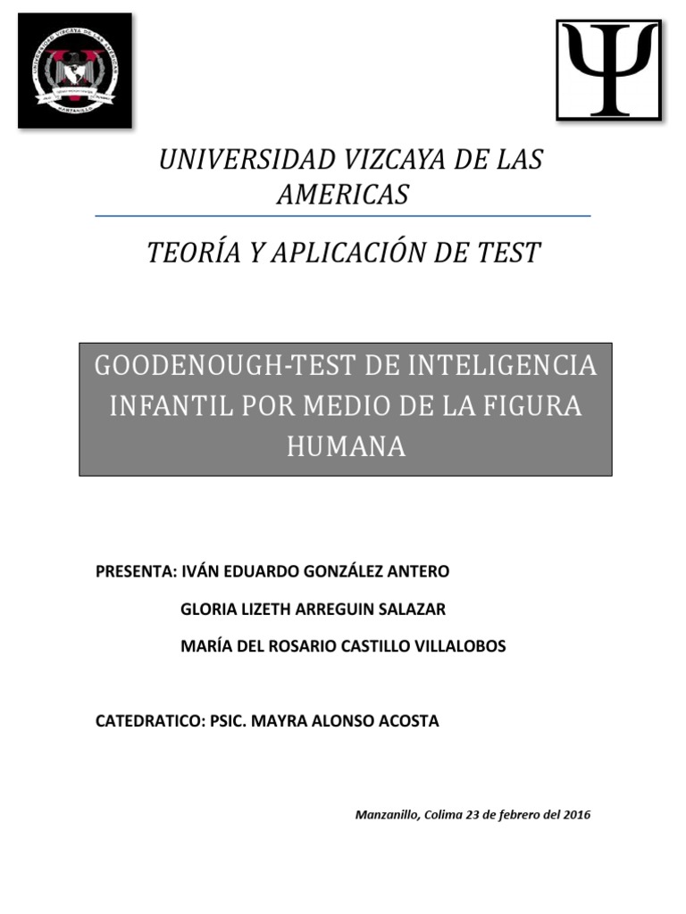 Goodenough Test de Inteligencia Infantil Por Medio de La Figura Humana ...