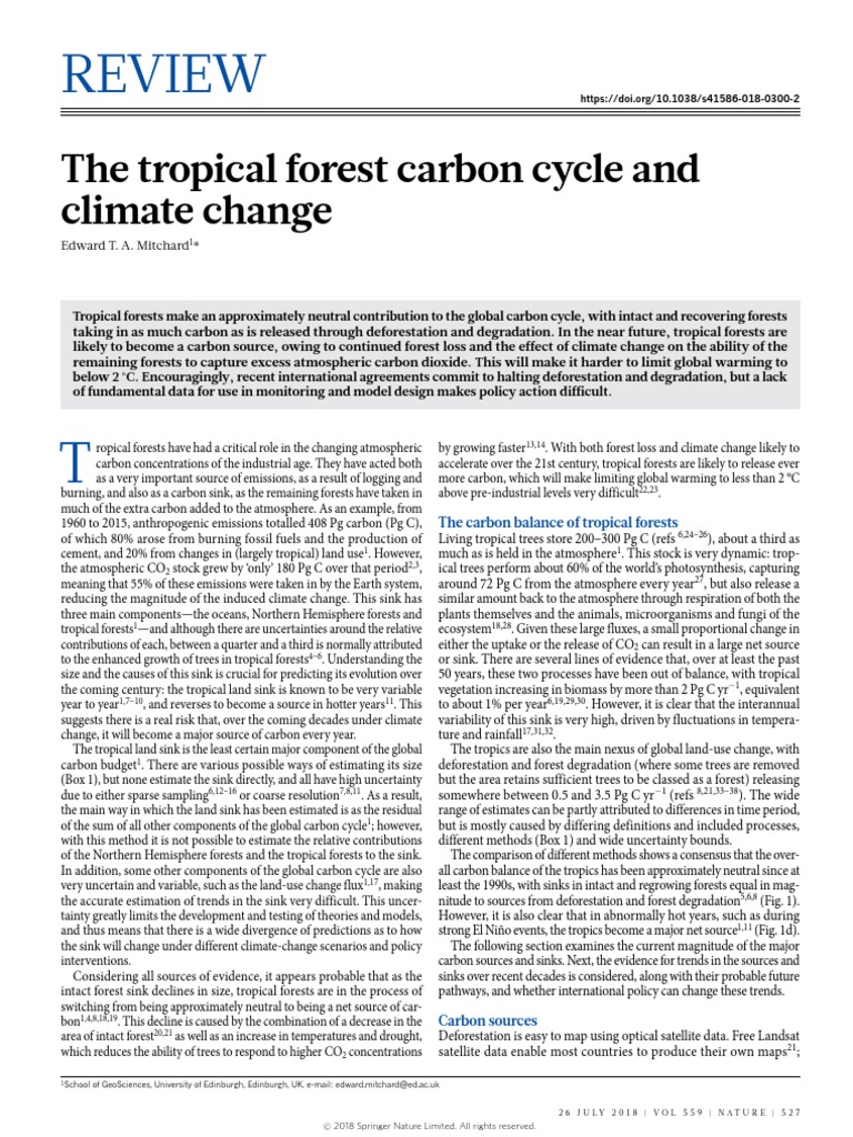 The Tropical Forest Carbon Cycle and Climate Change | PDF | Climate ...