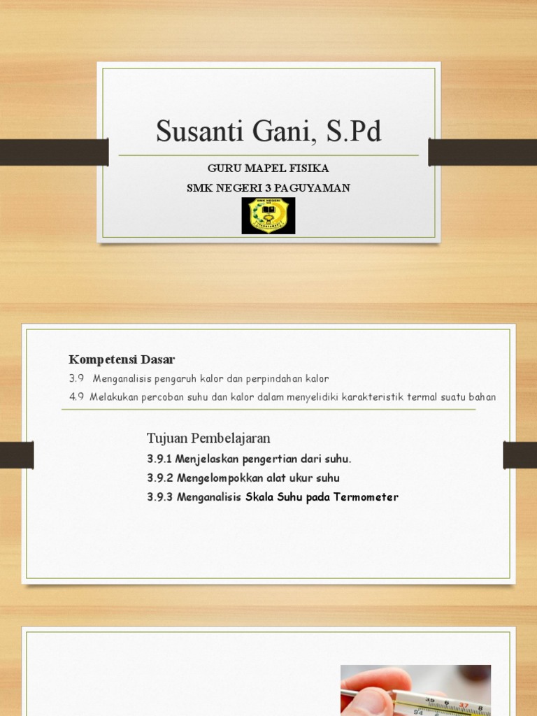 Susanti Gani, S.PD: Guru Mapel Fisika SMK Negeri 3 Paguyaman | PDF