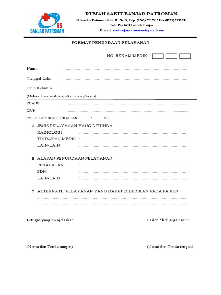 Form Penundaan Pelayanan | PDF