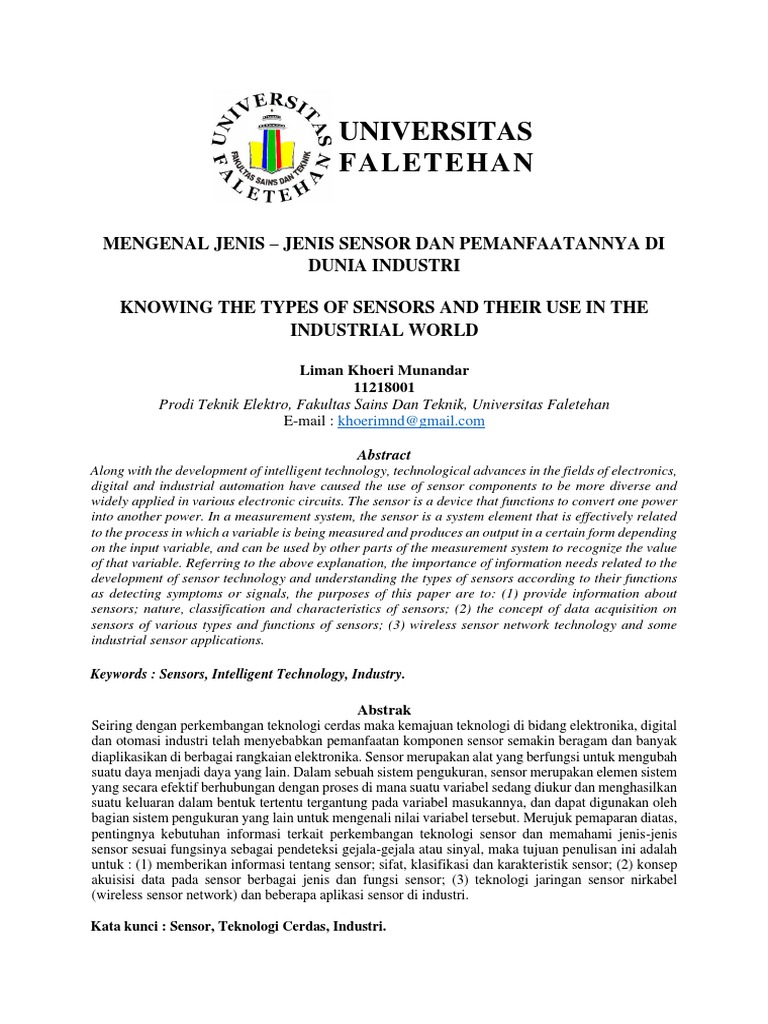 Mengenal Jenis Jenis Sensor Dan Pemanfaa | PDF