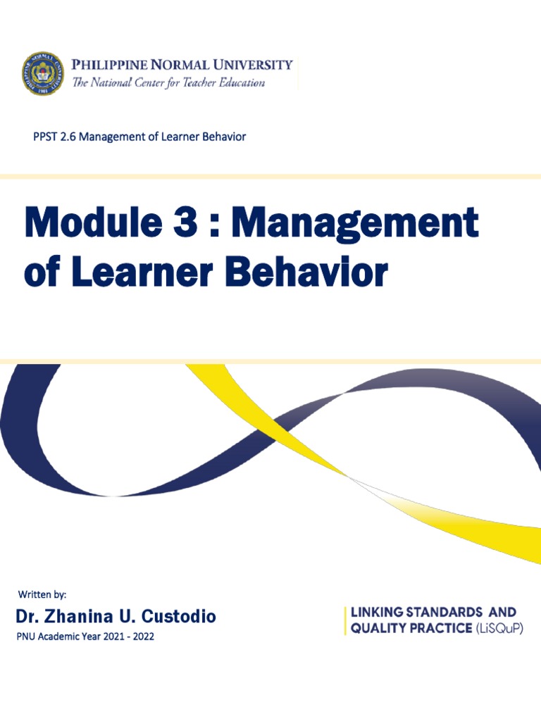 PPST Module 3 - Management of Learners Behavior | PDF | Learning ...