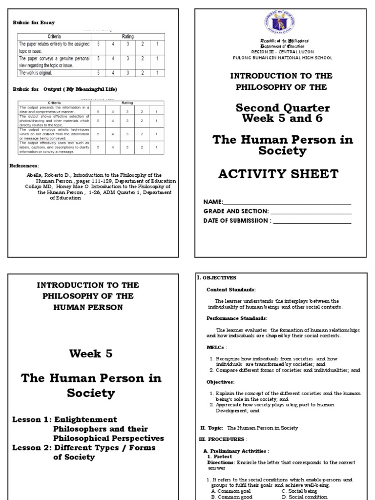 Activity Learning Sheet Philosophy Week 5 6 2nd Quarter Revised | PDF ...
