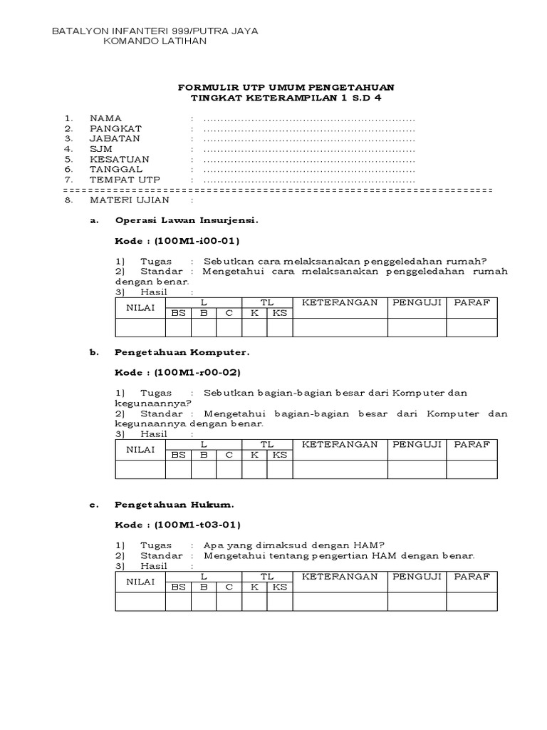 Checklist Utp Pengetahuan Nosis 038 | PDF