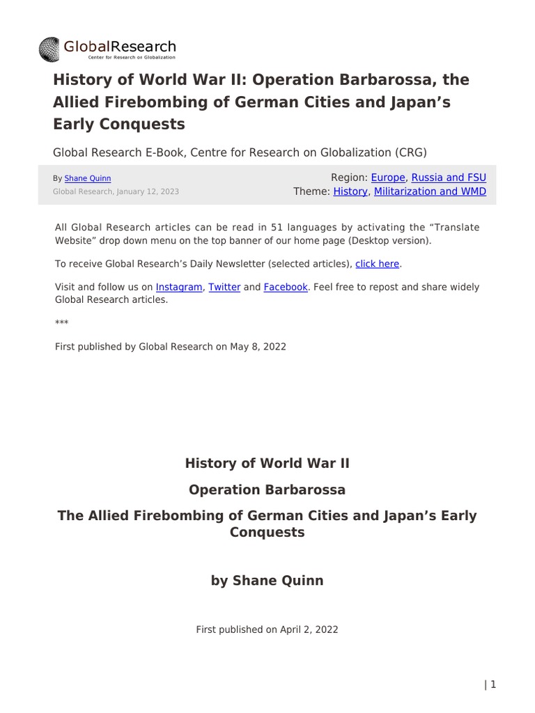 History of World War II - Operation Barbarossa, The Allied Firebombing ...