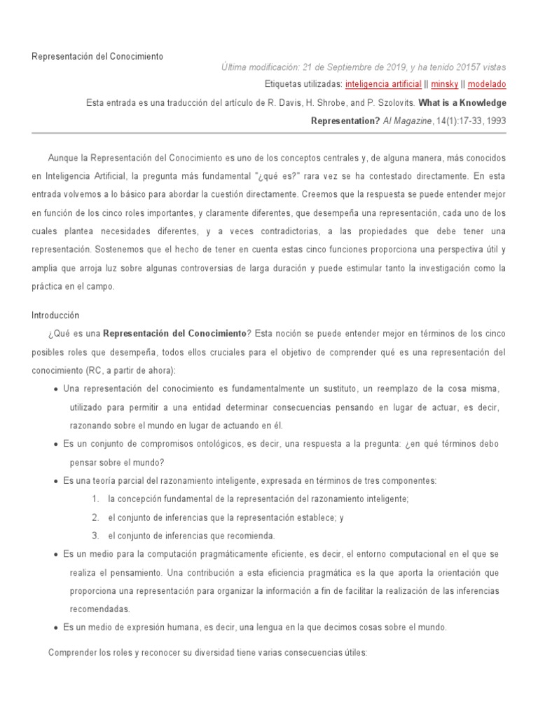 Representacion Del Conocimiento | PDF | Teoría | Inferencia